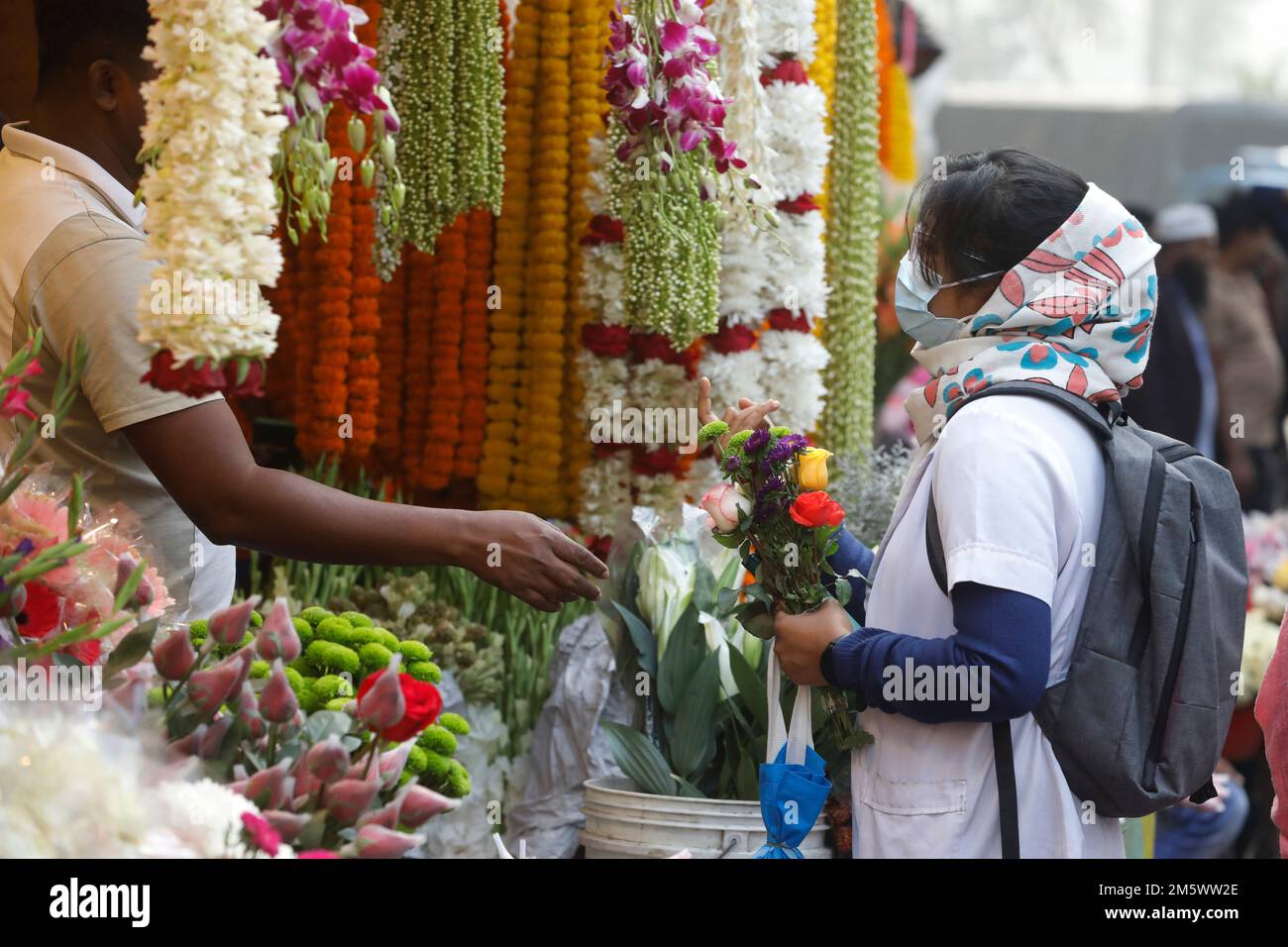 Dhaka, Bangladesh - December 31, 2022: Many people come at Shahbagh in ...