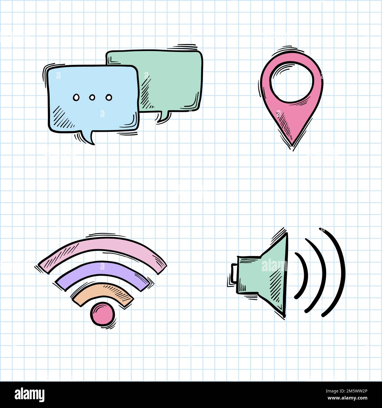 Funky digital media doodle sticker vector set Stock Vector Image & Art ...