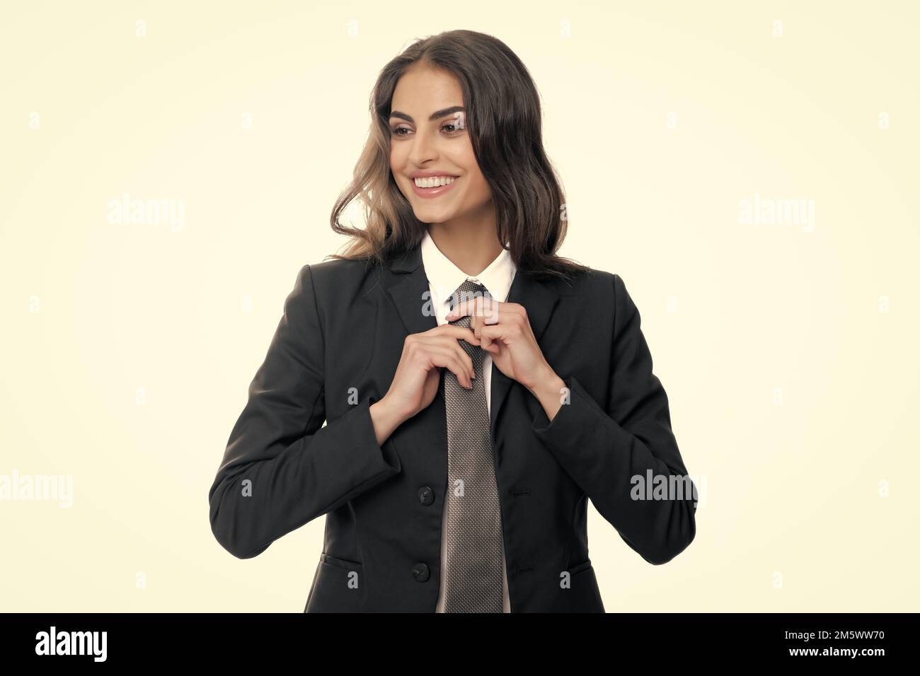 Business woman in suit and tie. Confident female entrepreneur ...