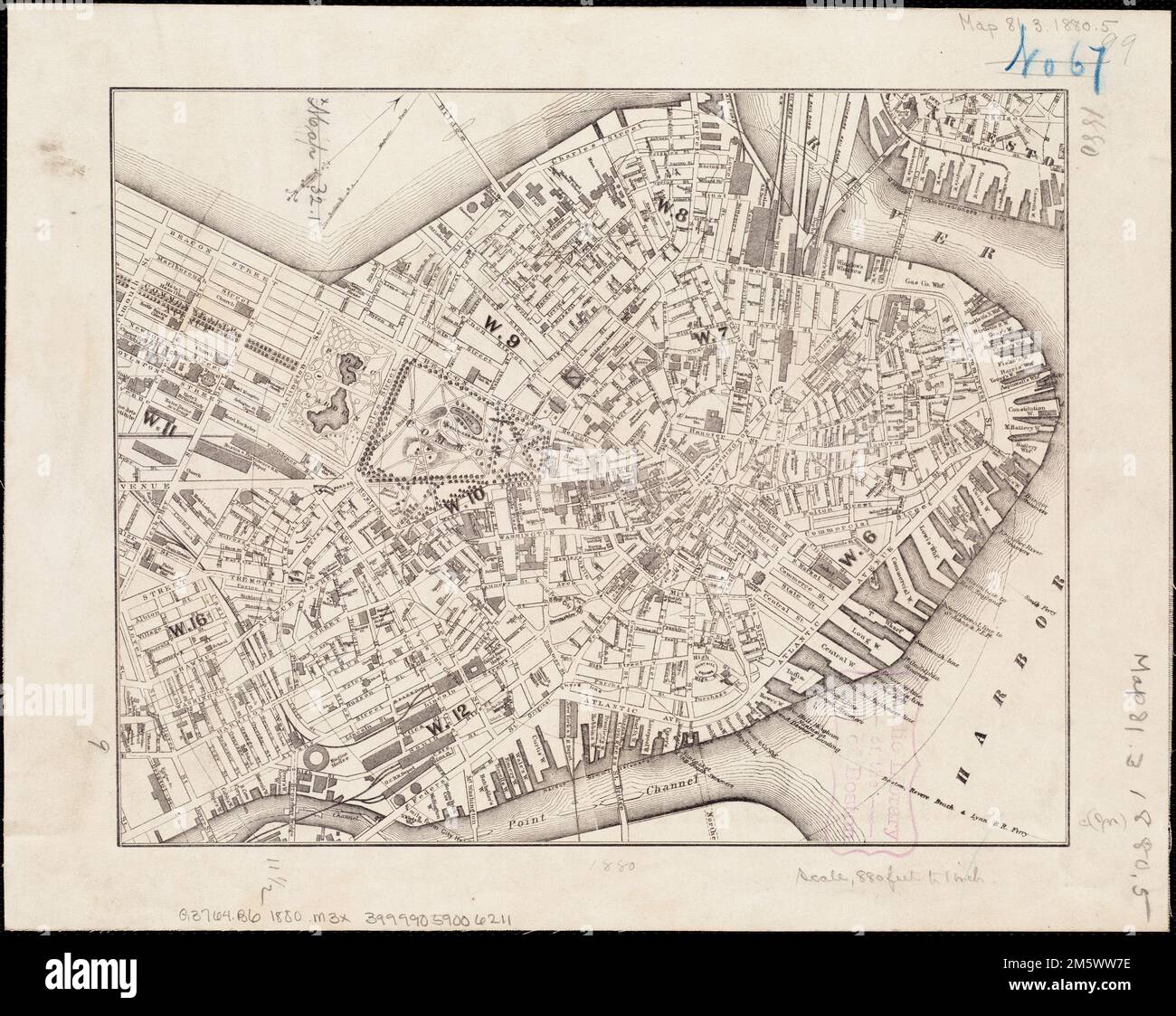 [Map of a part of Boston]. Title supplied by cataloger. Shows radial ...
