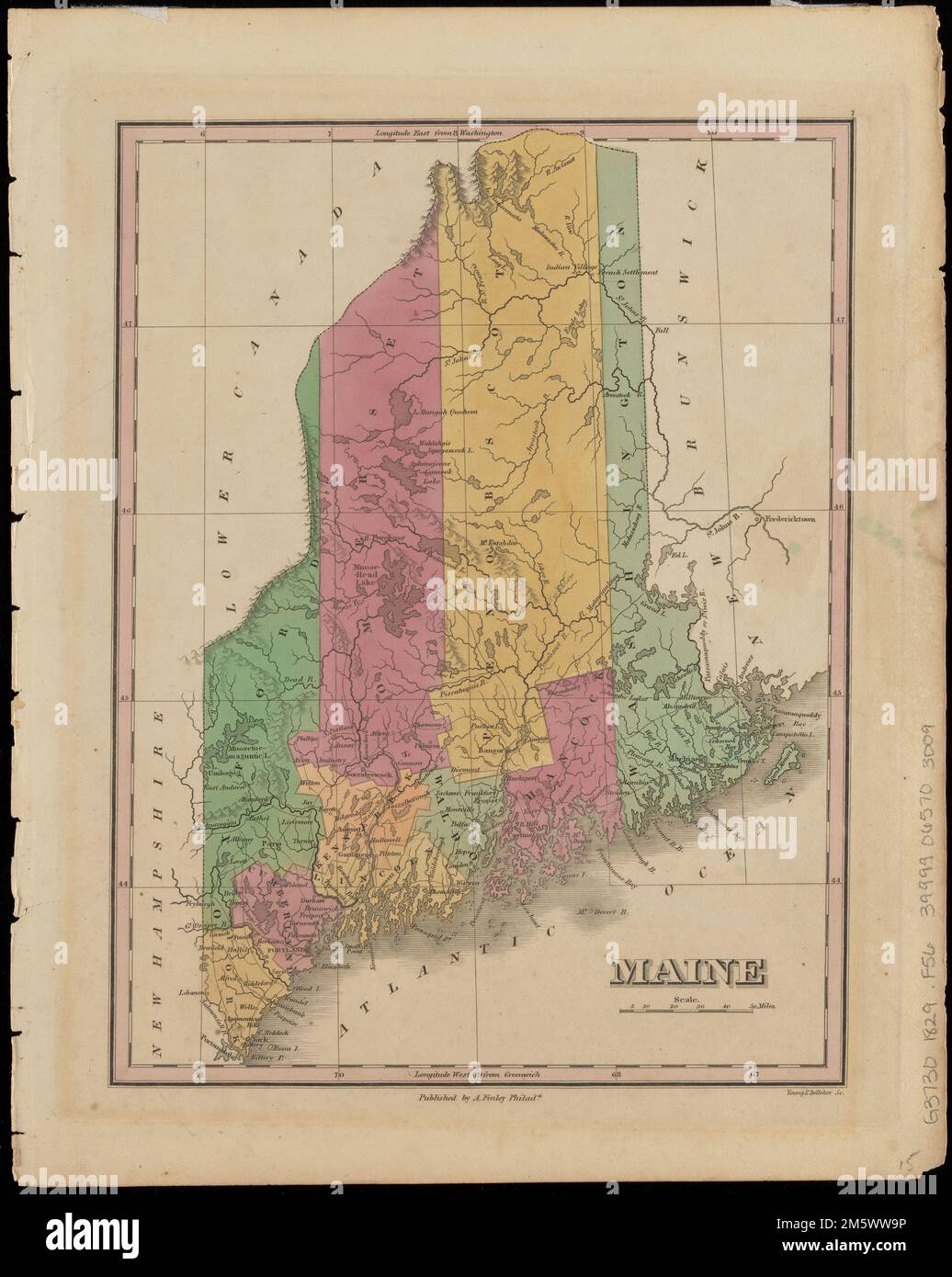 Maine. Relief shown pictorially. Prime meridians: Washington and ...