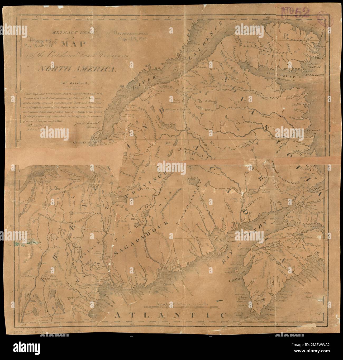 Extract from a map of the British and French dominions in North America ...