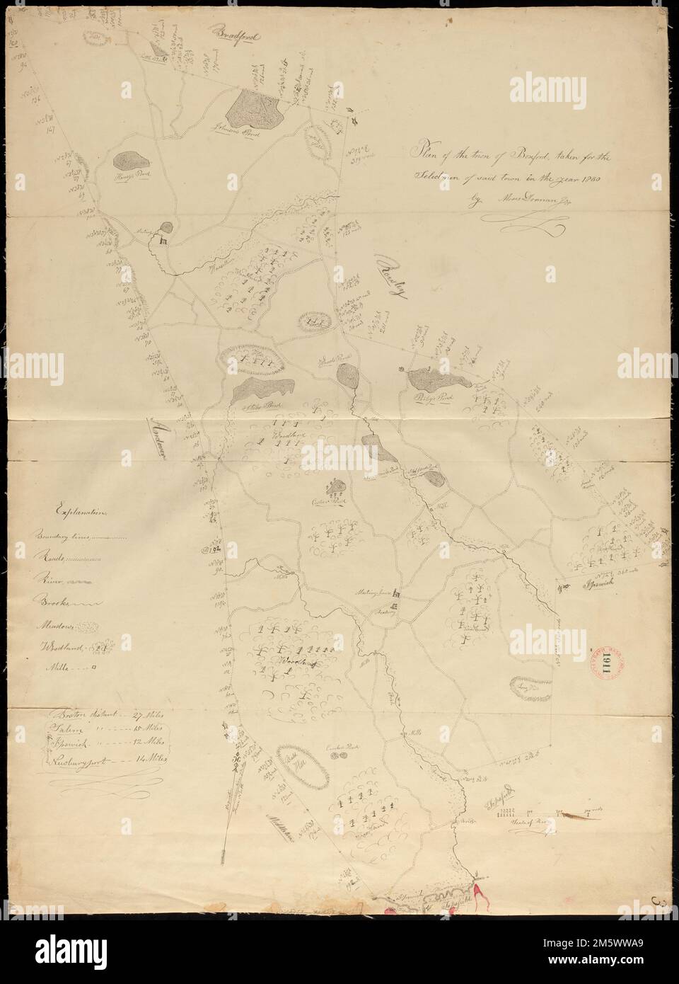 Plan of Boxford made by Moses Dorman, Jr. dated 1830 ...