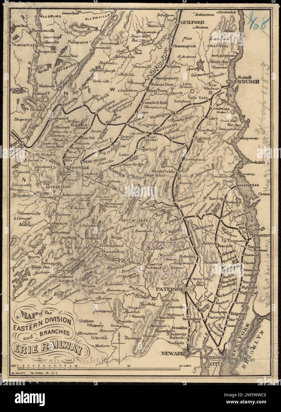 Map of the eastern division and branches, Erie Railway. Shows the Erie ...