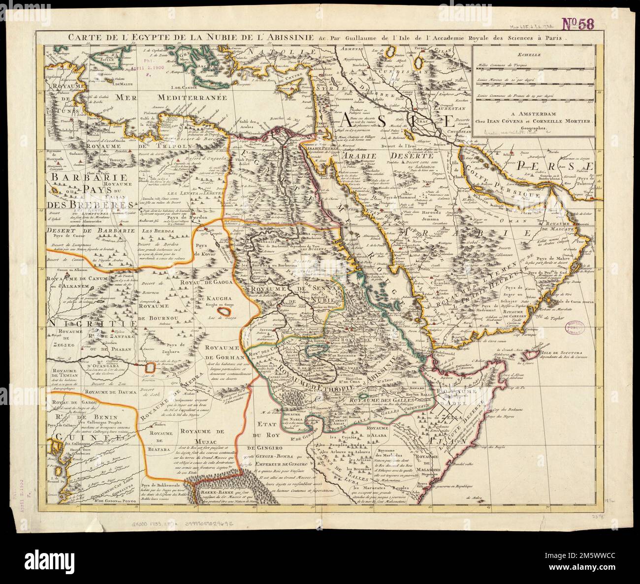 Carte de l'Egypte, de la Nubie, de l'Abissinie &c. Relief shown ...