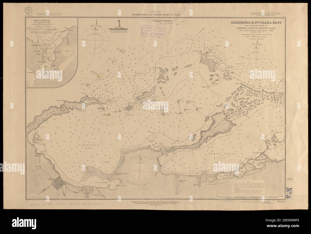 West Indies, anchorages on the north coast of Cuba. Depths shown by ...