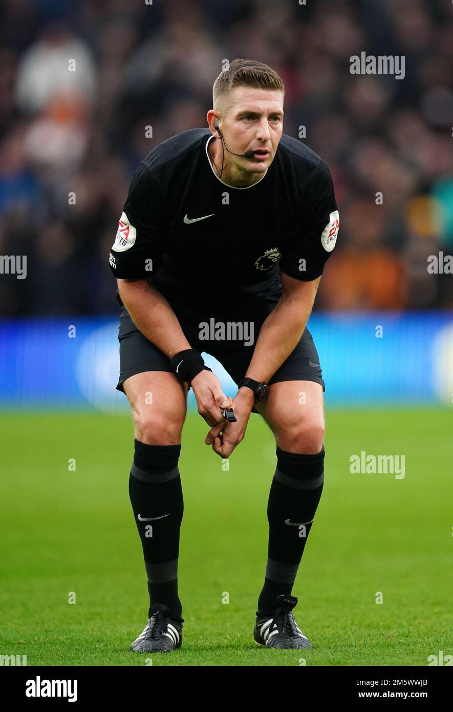 Referee Robert Jones during the Premier League match at Molineux ...