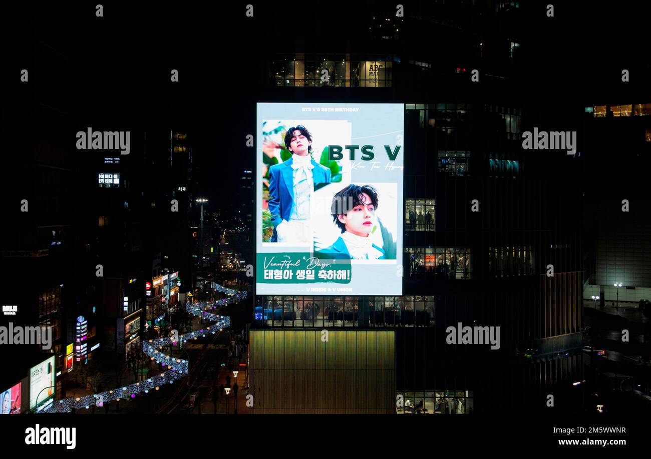 BTS V's birthday, Dec 30, 2022 : A LED advertisement board arranged by ...