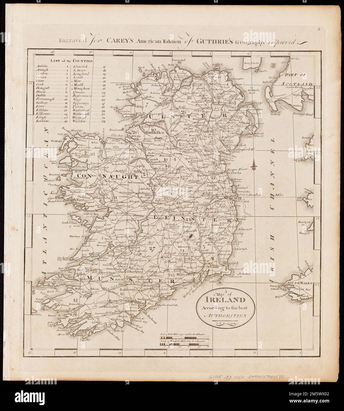 A map of Ireland according to the best authorities. Includes list of ...