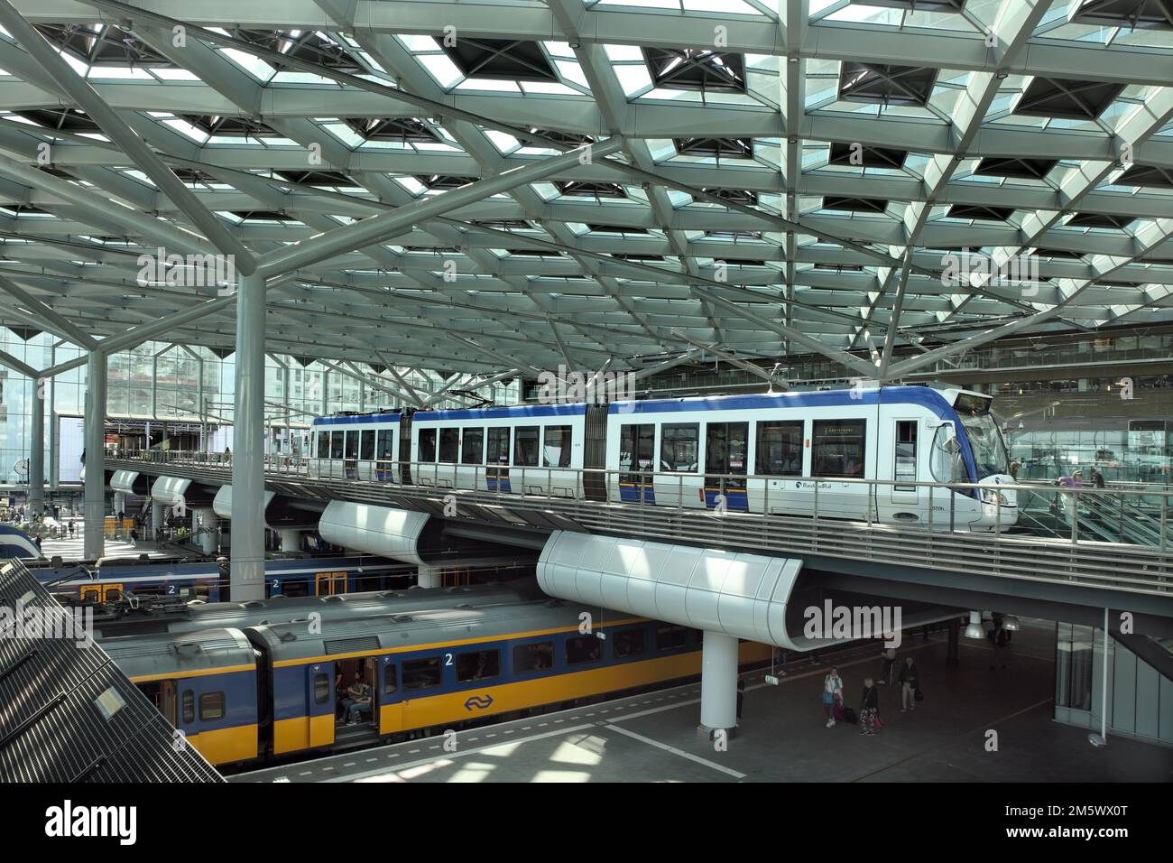 Tram inside Den Haag / The Hague Centraal main railway station ...