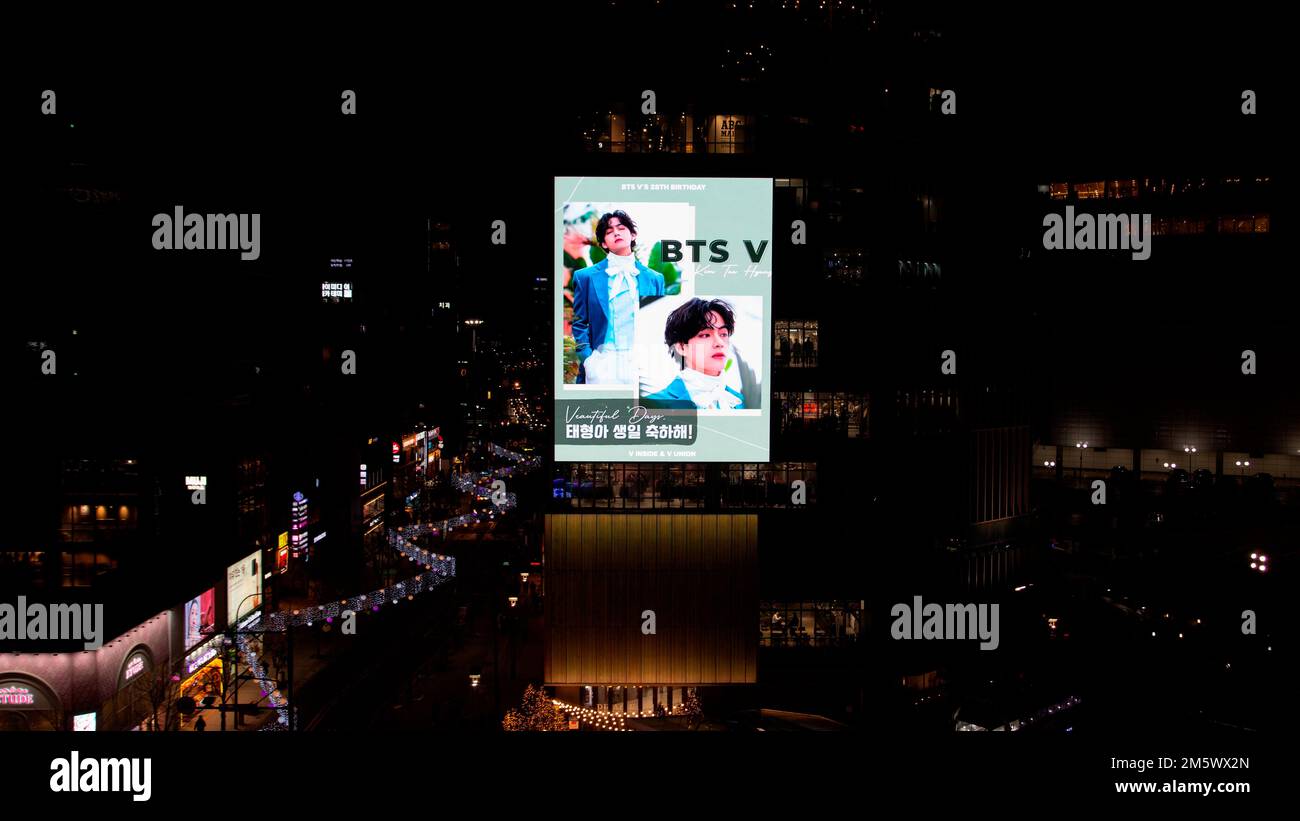 BTS V's birthday, Dec 30, 2022 : A LED advertisement board arranged by ...
