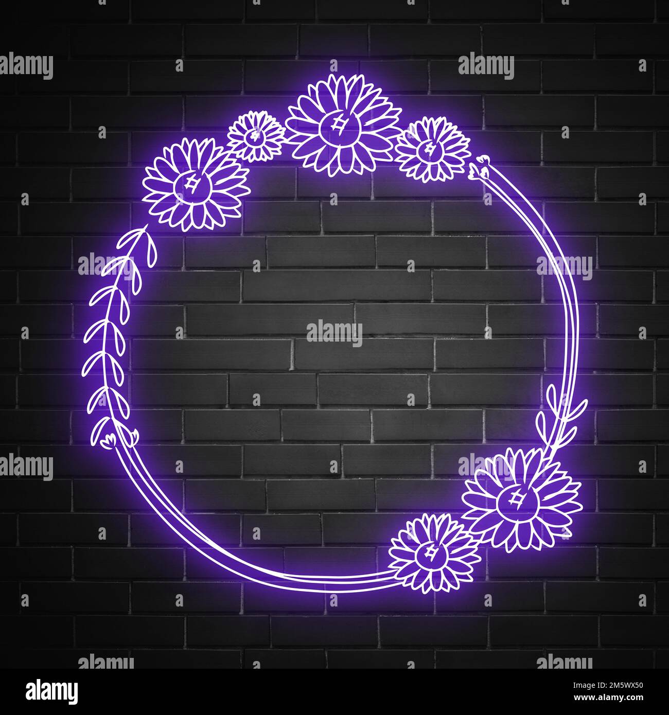 Vector neon frame floral glowing border Stock Vector Image & Art - Alamy