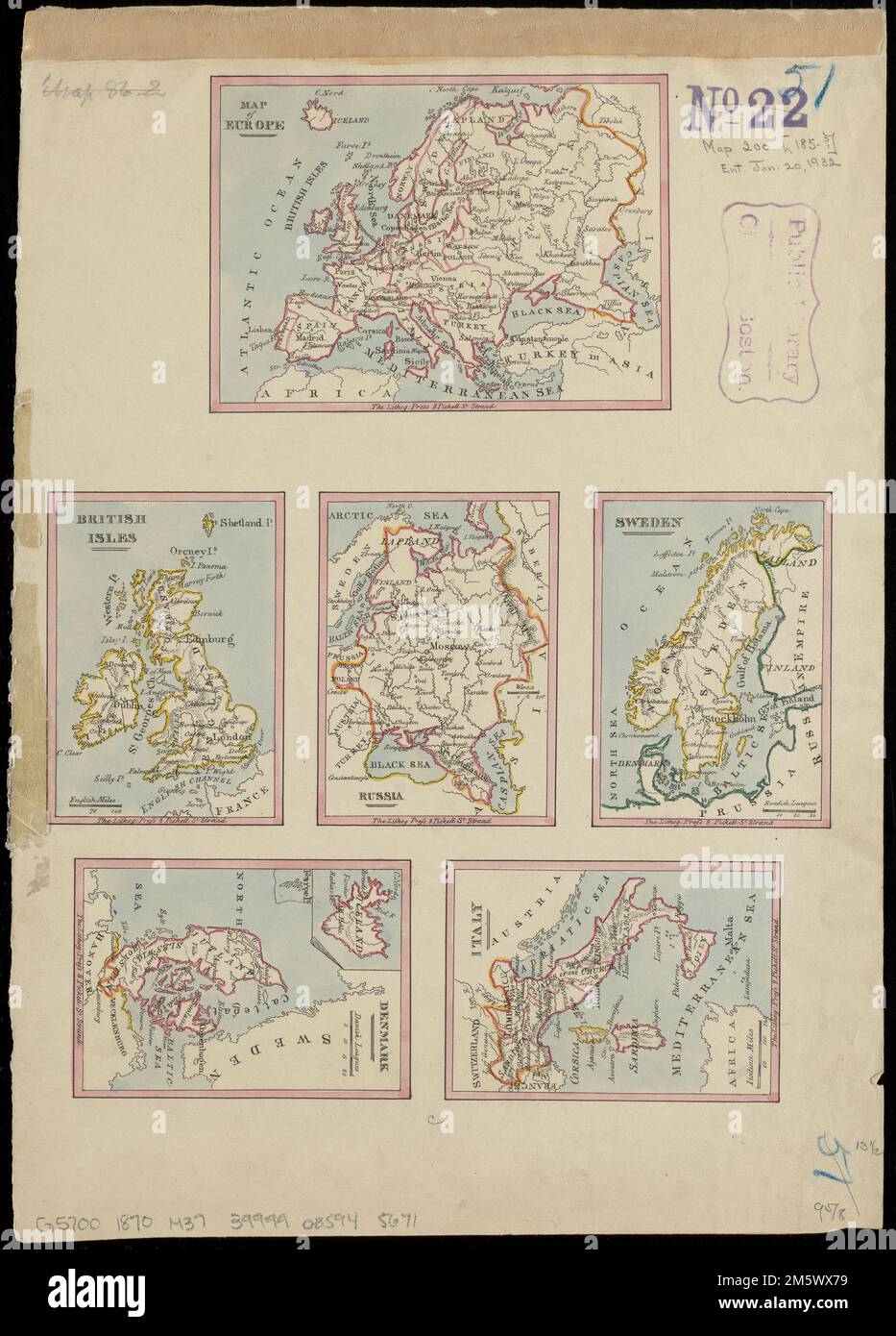 Maps of Europe. Relief shown by hachures.... , Europe Europe Stock ...