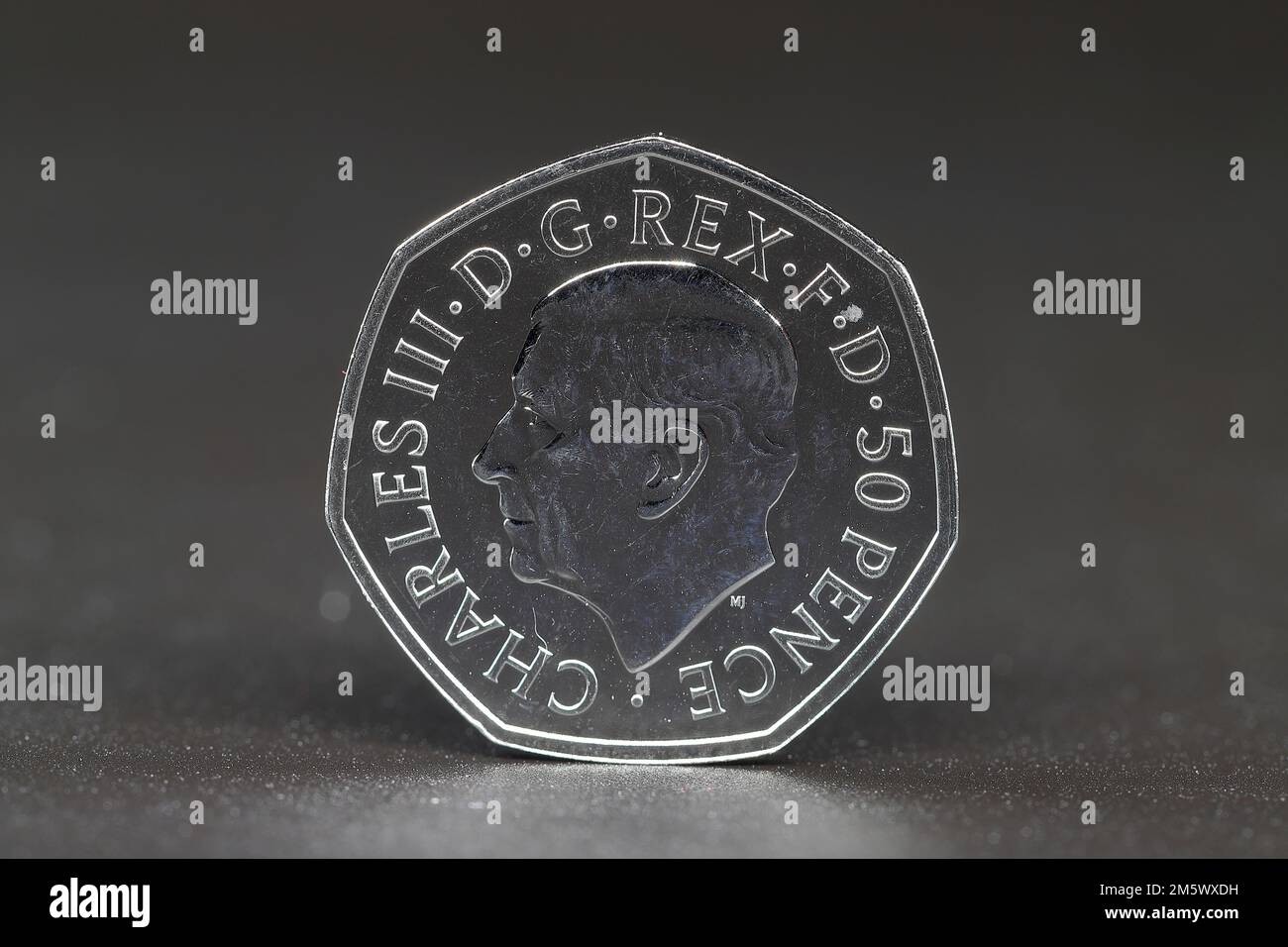 The first 50p coin to feature the first portrait of His Royal Highness King Charles III which ...