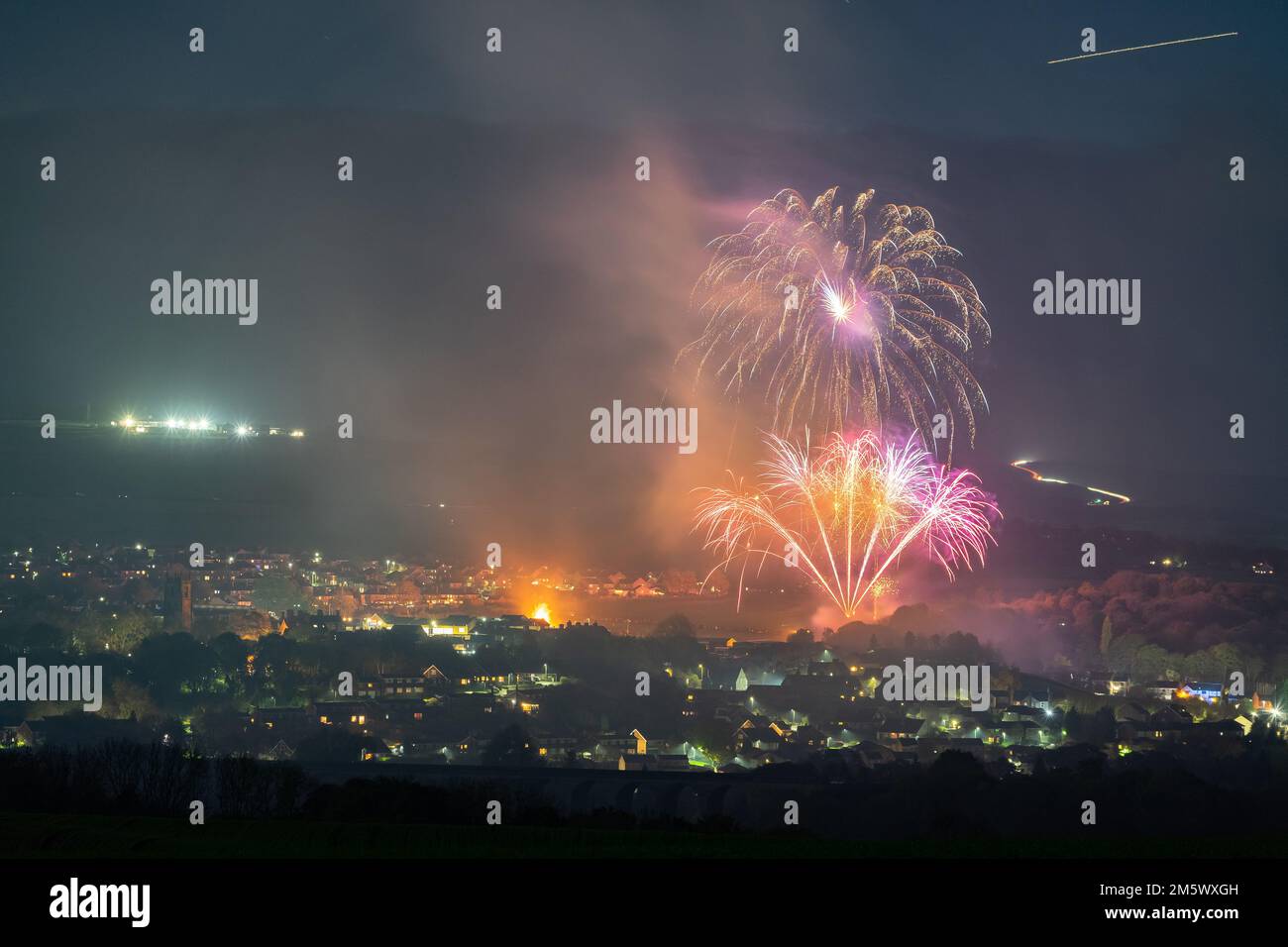 Fireworks over Penistone, Yorkshire, England, UK Stock Photo - Alamy