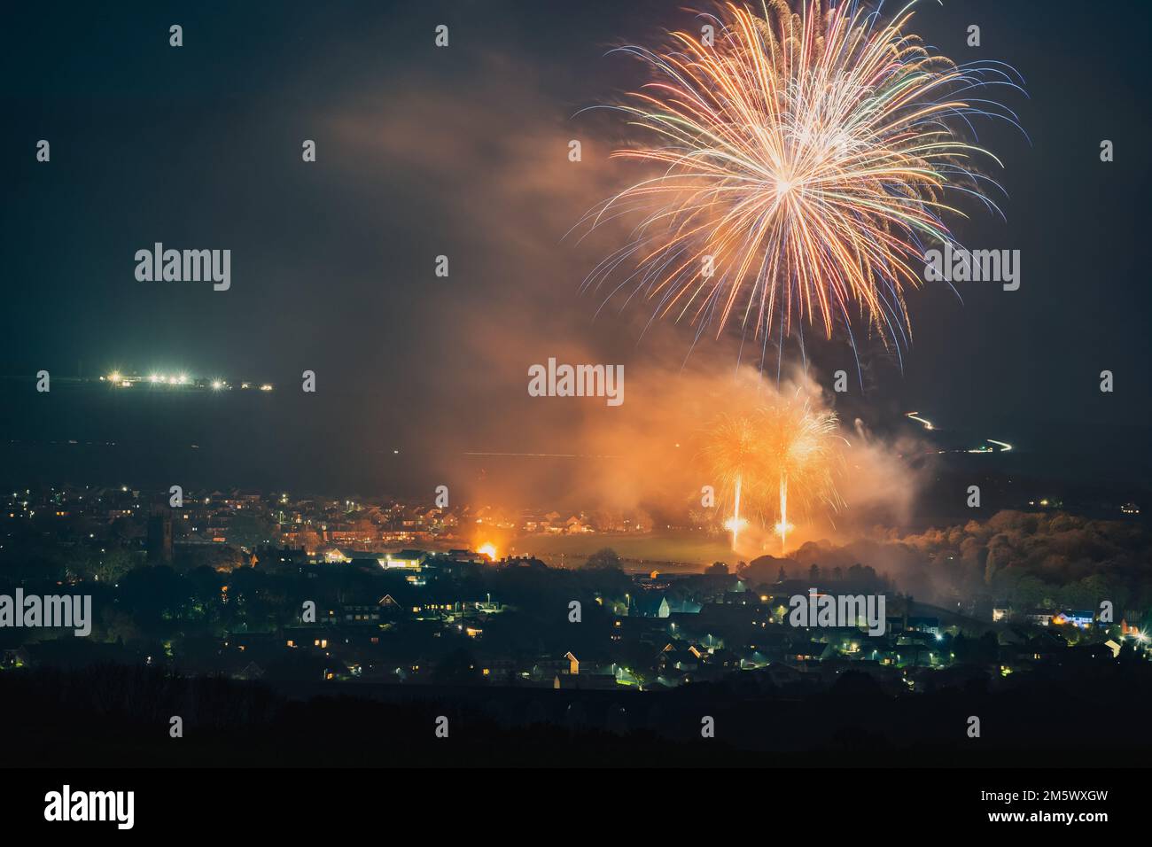 Fireworks over Penistone, Yorkshire, England, UK Stock Photo - Alamy