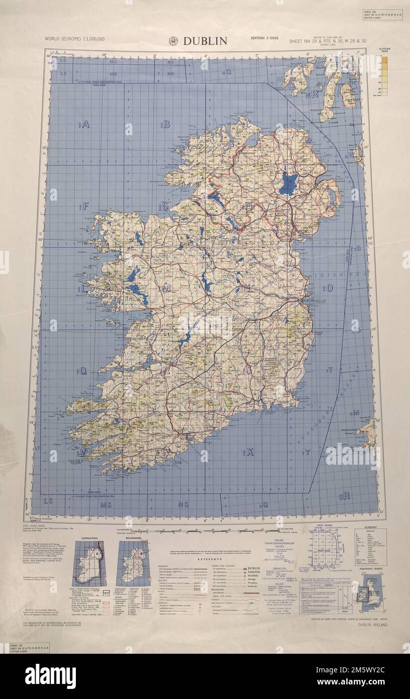 Dublin. Relief shown by contours, altitude tints, and spot heights ...