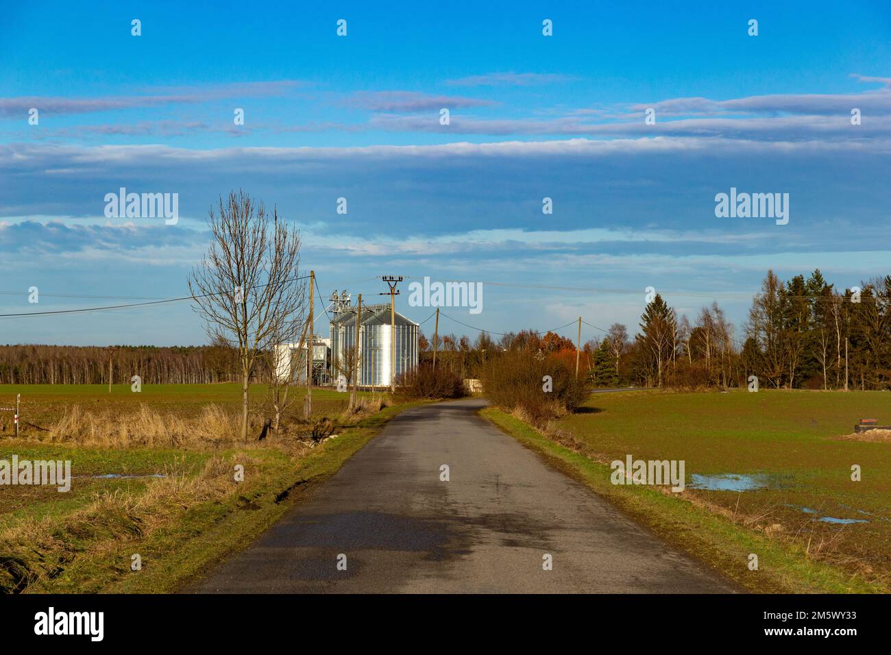 Galvanized steel silos for grain storage Stock Photo - Alamy