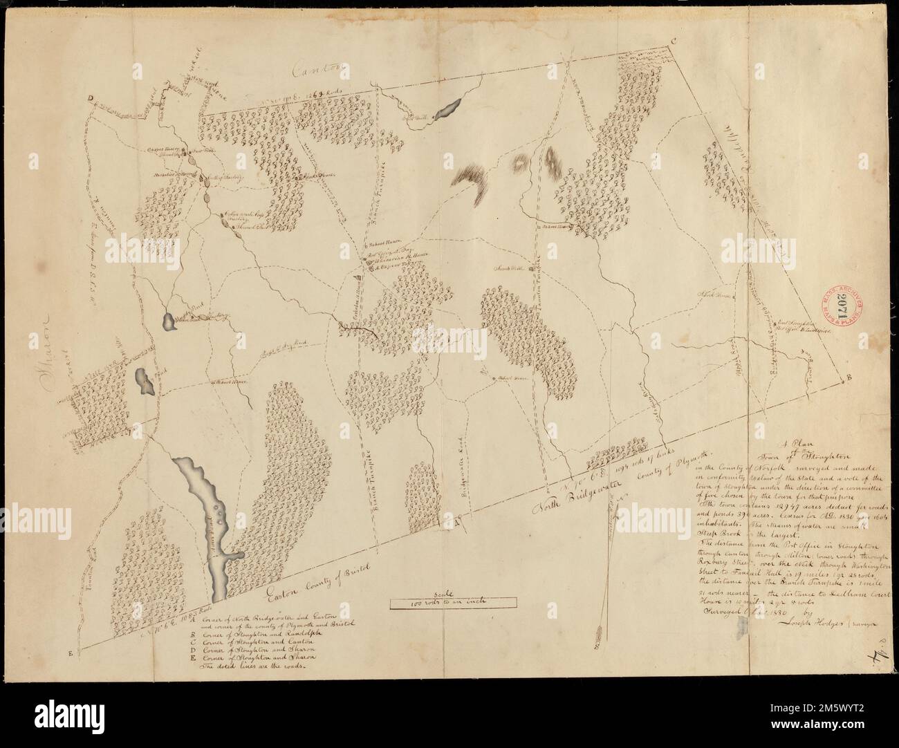 Plan of Stoughton made by Joseph Hodges, dated October 1830 ...