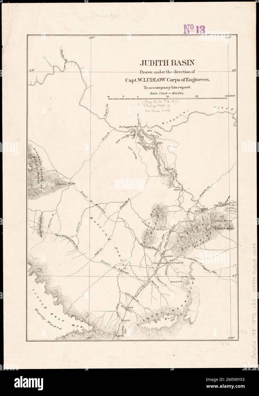 Judith Basin. Relief shown by form lines. Shows drainage, trails, etc ...