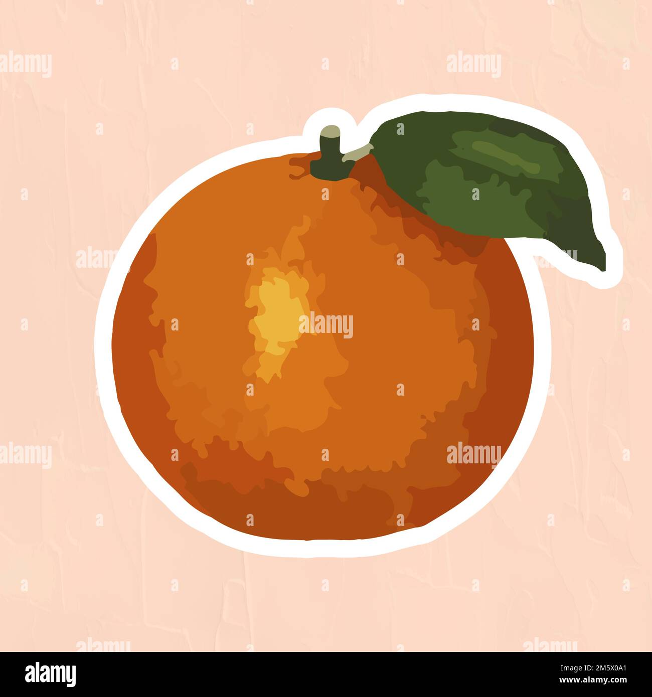 Hand drawn vectorized tangerine orange sticker with white border Stock ...