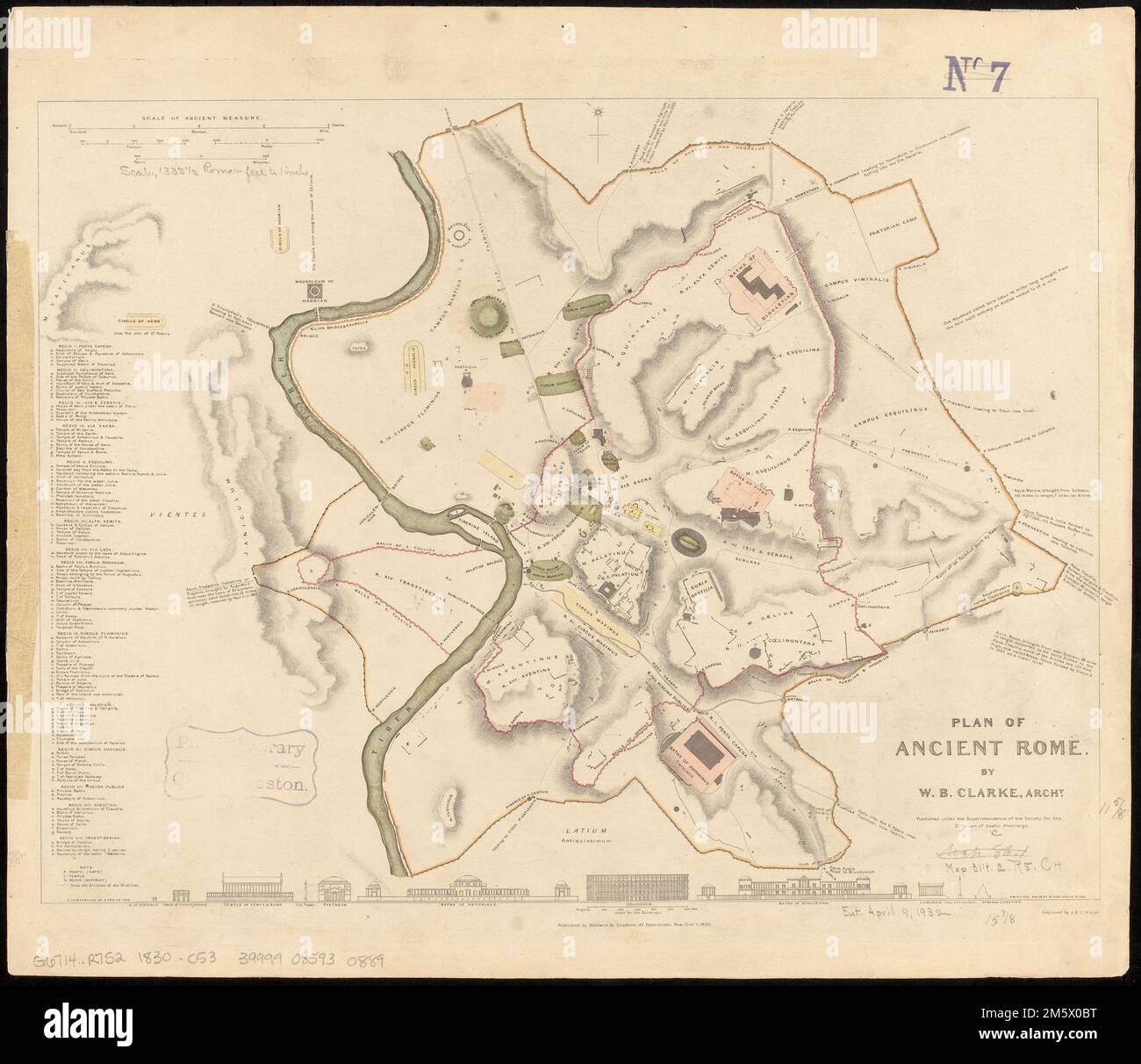 Plan of ancient Rome. Relief shown by hachures. Includes index, and ...