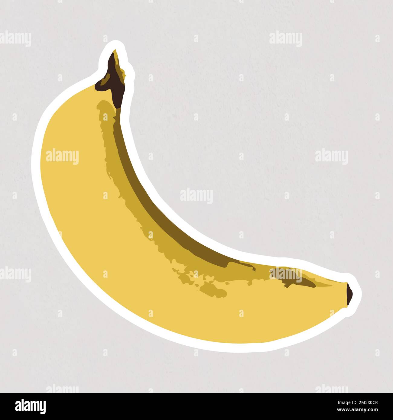 Vectorized banana fruit sticker overlay with a white border design ...