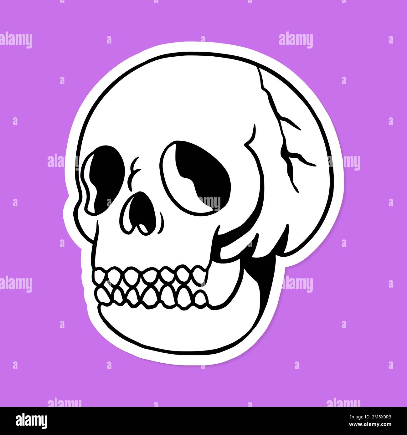 White skull sticker with a white border Stock Vector Image & Art - Alamy
