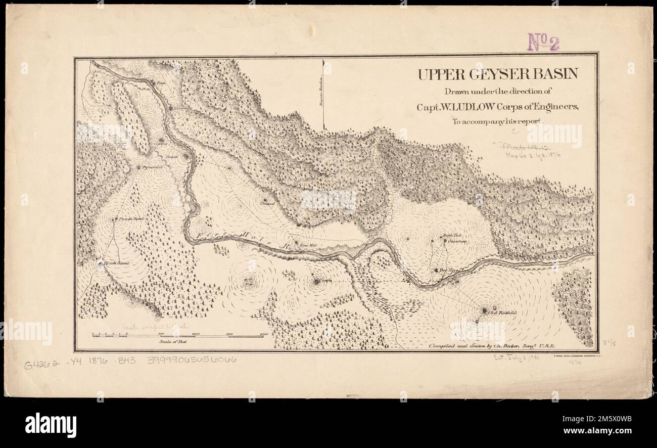 Upper Geyser Basin. Relief shown by hachures.. Yellowstone National ...