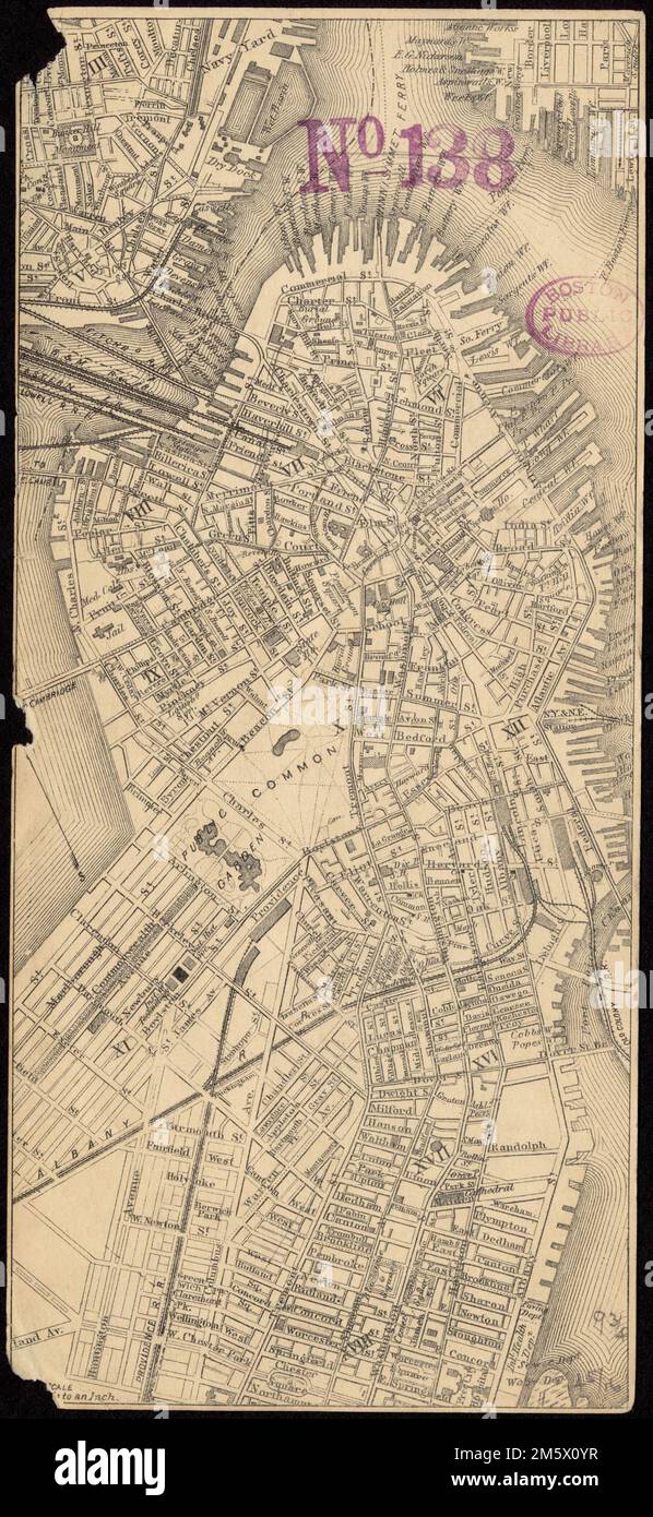 Map of part of Boston, Mass. oriented with north toward the upper left ...