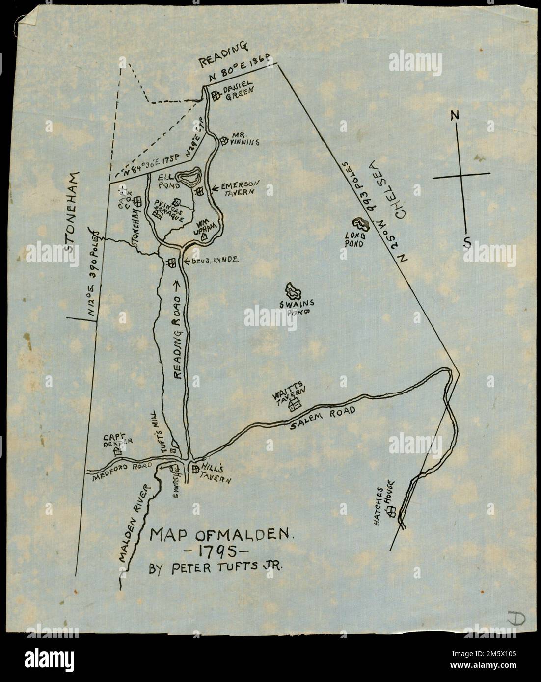 Map Of Malden 1795 Map Depicts City Of Malden In 1795 Showing Roads Bodies Of Water Major