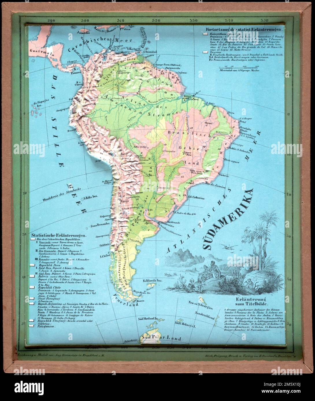 Südamerika. In a set of 8 raised relief maps for schoolchildren, titled ...