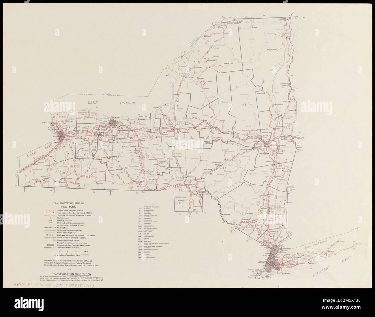 Transportation map of New York. Shows transportation zones, trackage ...