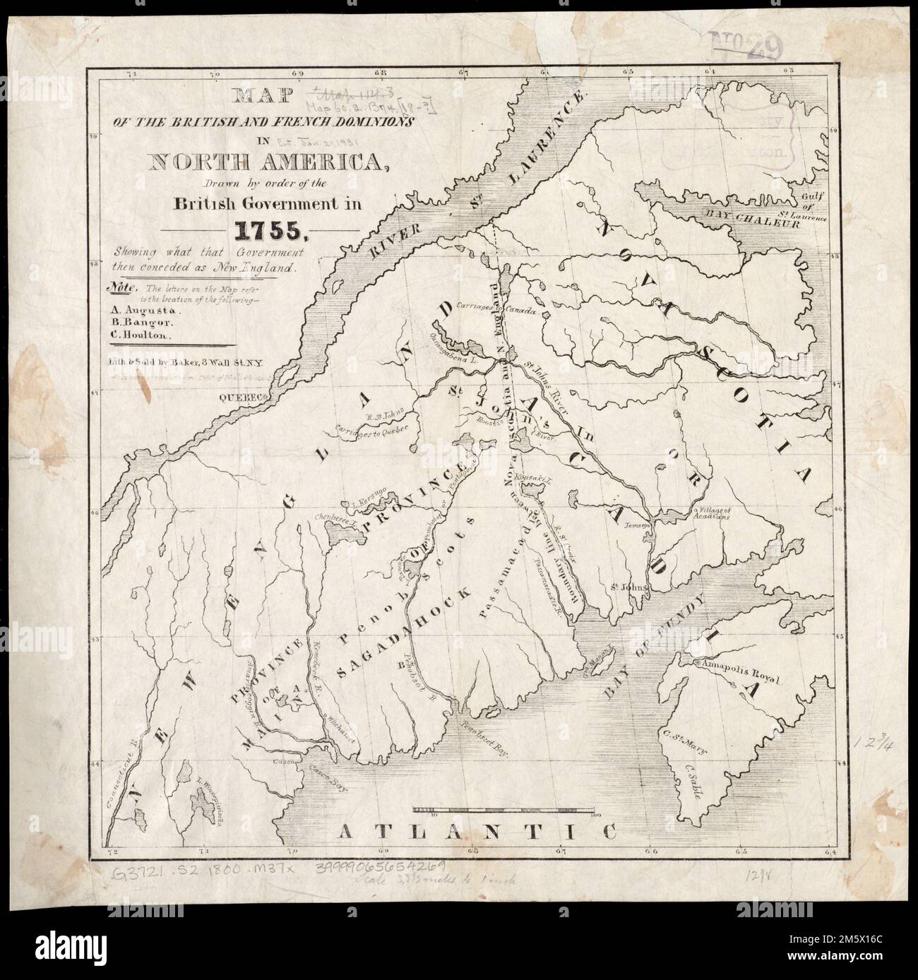 Map of the British and French dominions in North America, drawn by ...