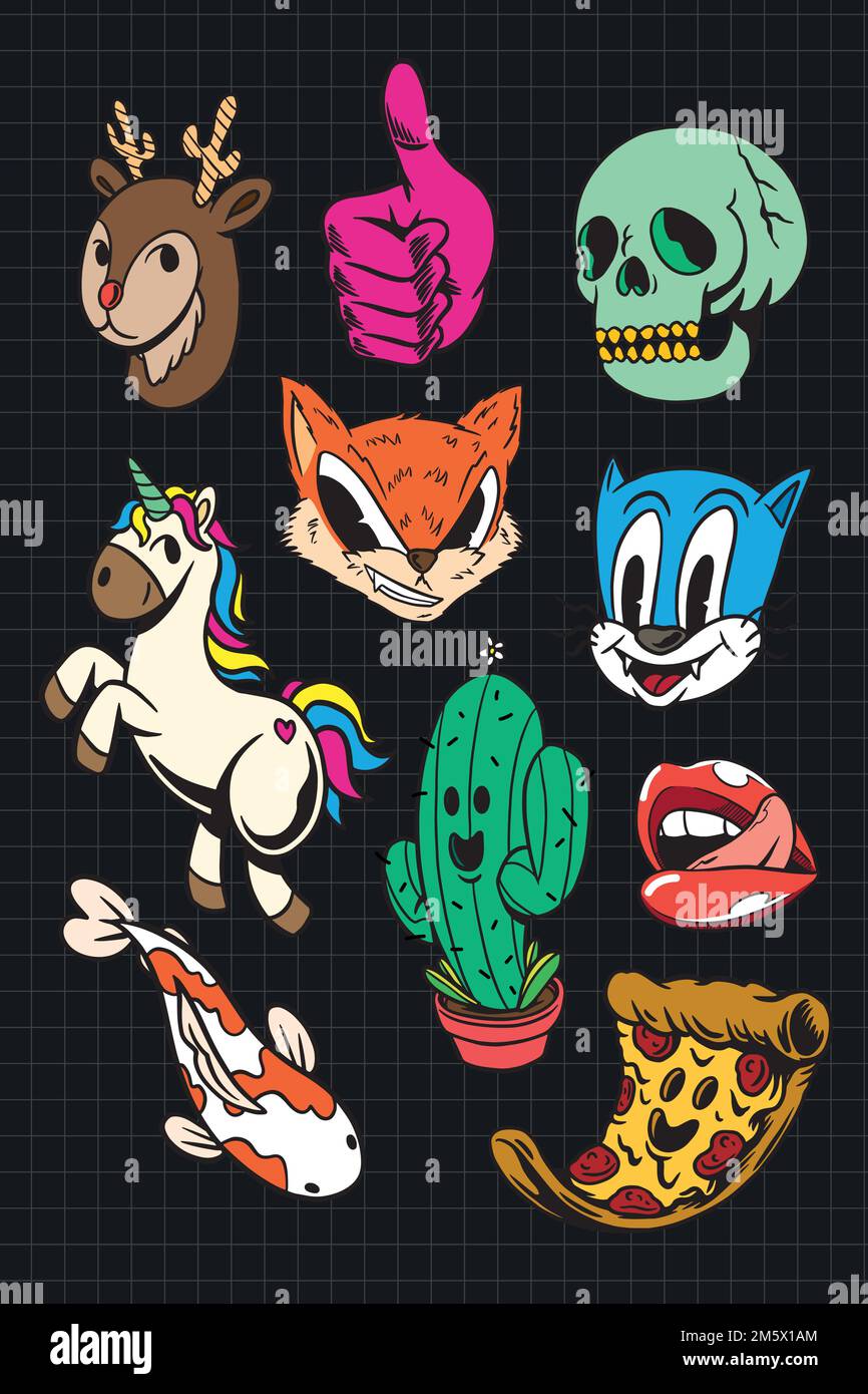 Colorful cute sticker collection vector Stock Vector Image & Art - Alamy