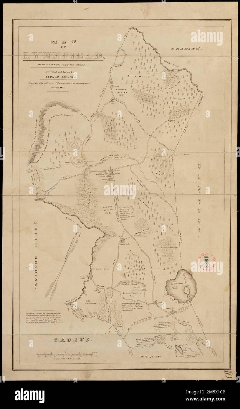 Plan of Lynnfield made by Alonzo Lewis dated October 1831 ...