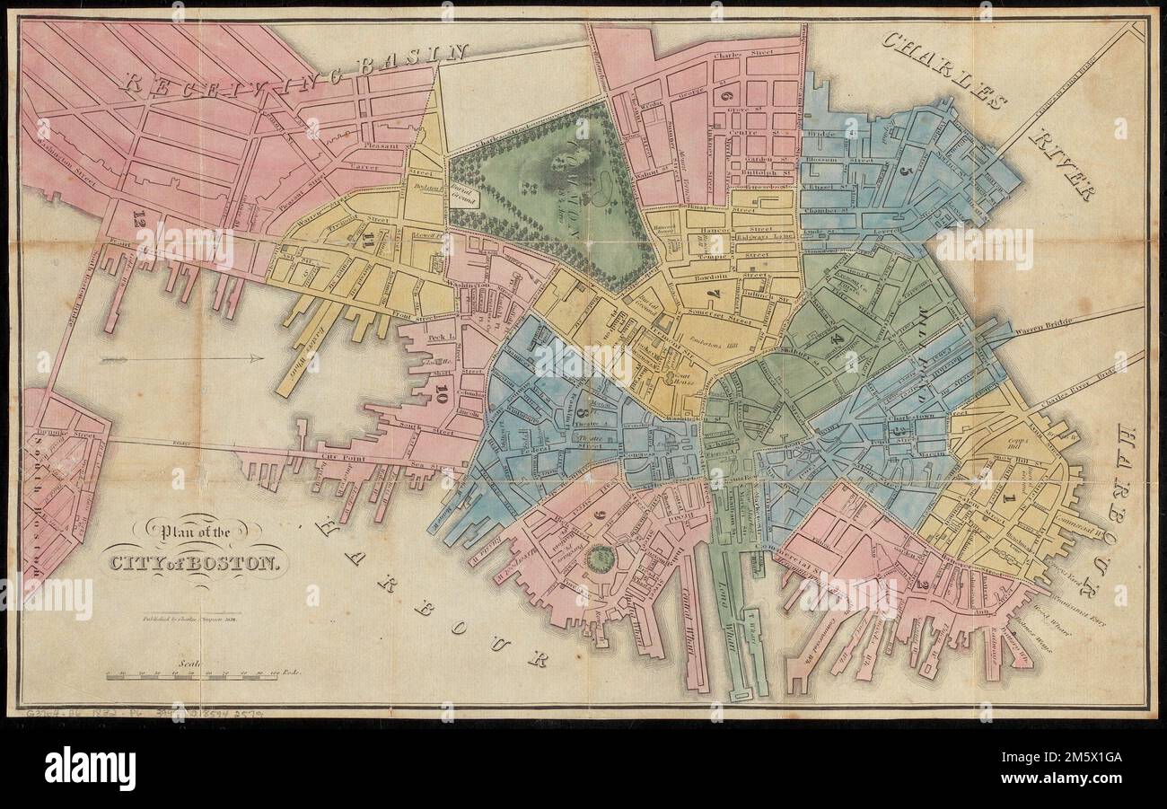 Plan of the city of Boston. Relief shown by hachures. From: Stimpson's ...
