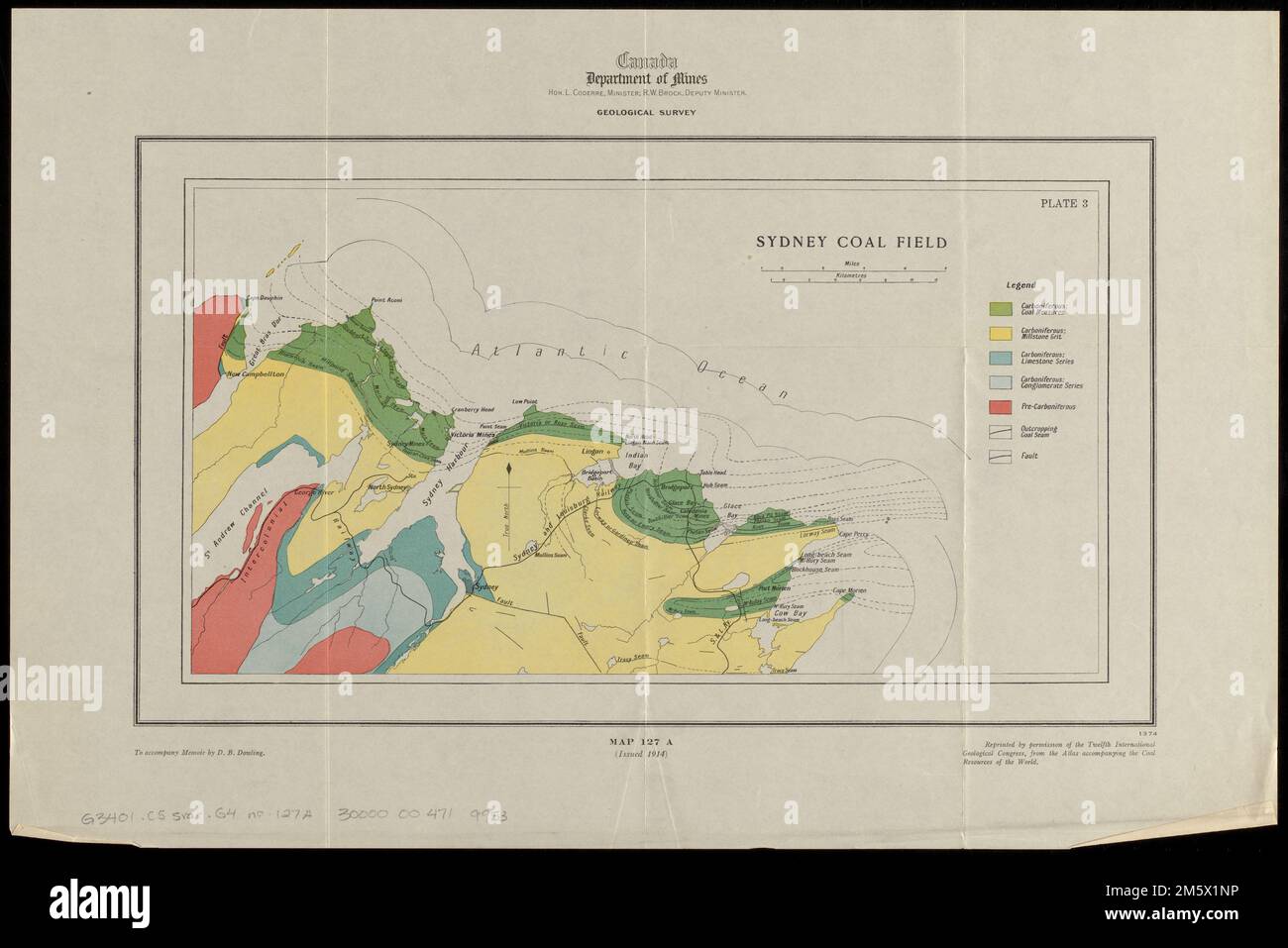 Sydney coal field. To accompany Memoir by D.B. Dowling. "Plate 3." "Map ...