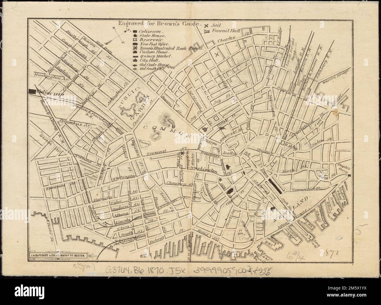 [Map of a part of Boston]. Title supplied by cataloger. Oriented with ...