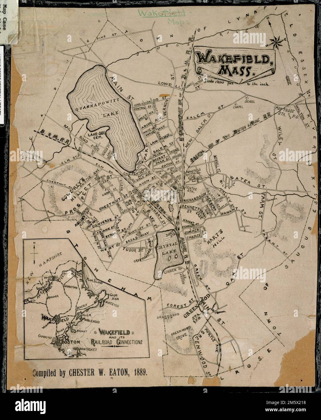 Wakefield, Massachusetts. Map depicts entire town of Wakefield in the ...