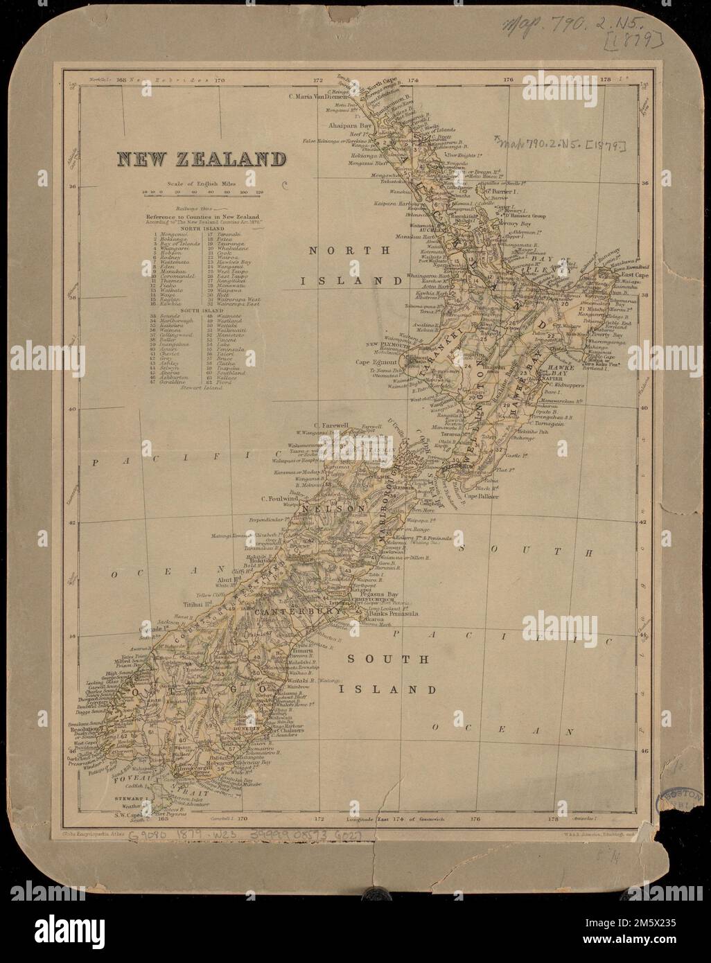 New Zealand. Relief shown by hachures. Includes reference to counties ...