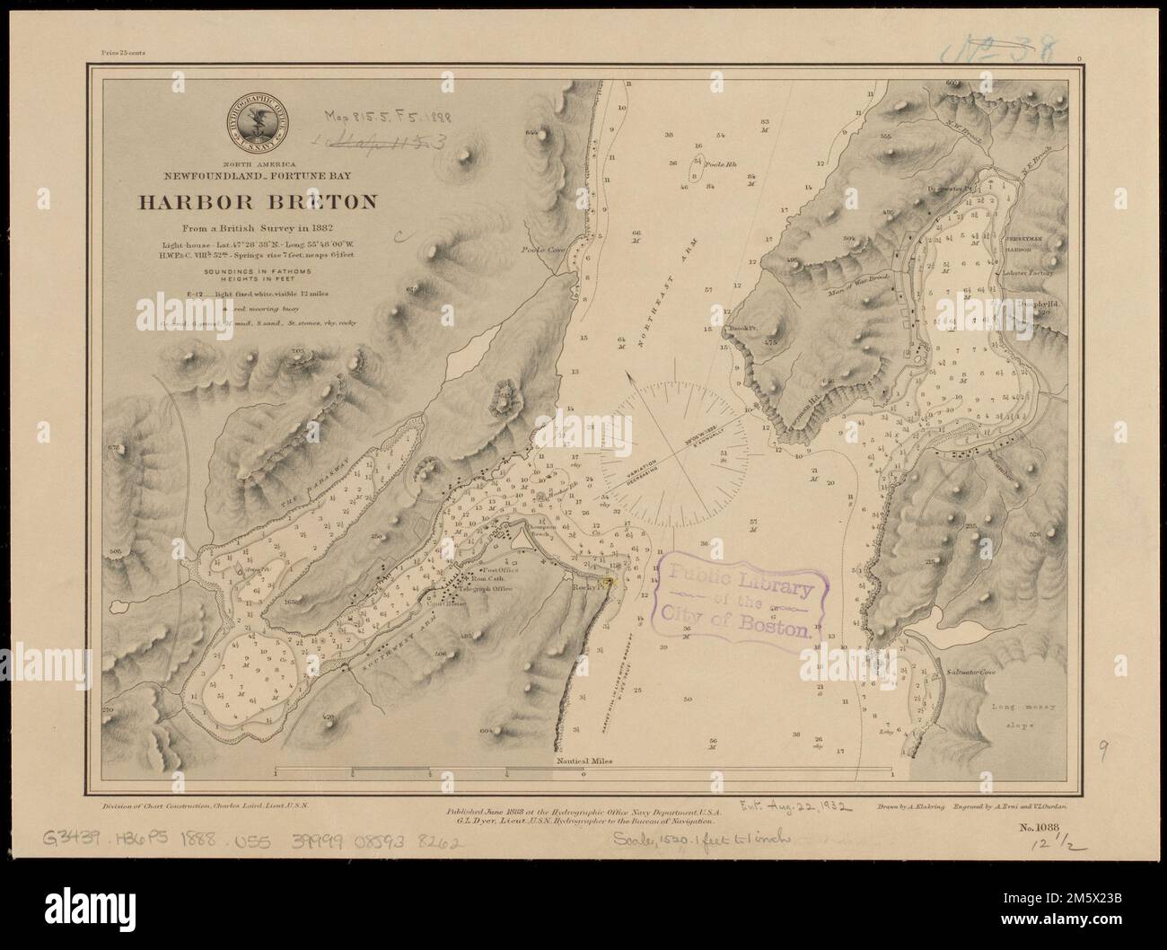 North America, Newfoundland, Fortune Bay, Harbor Breton from a British ...