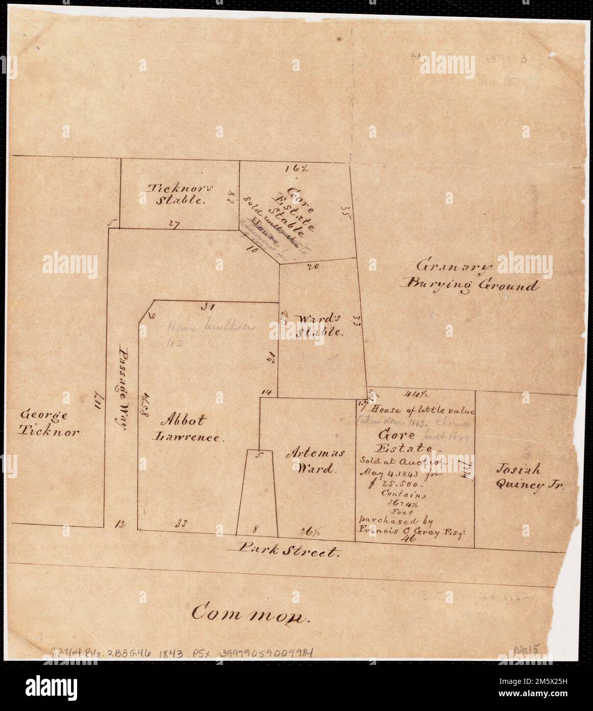 [Plan of residences on Park Street in Boston]. Title provided by ...