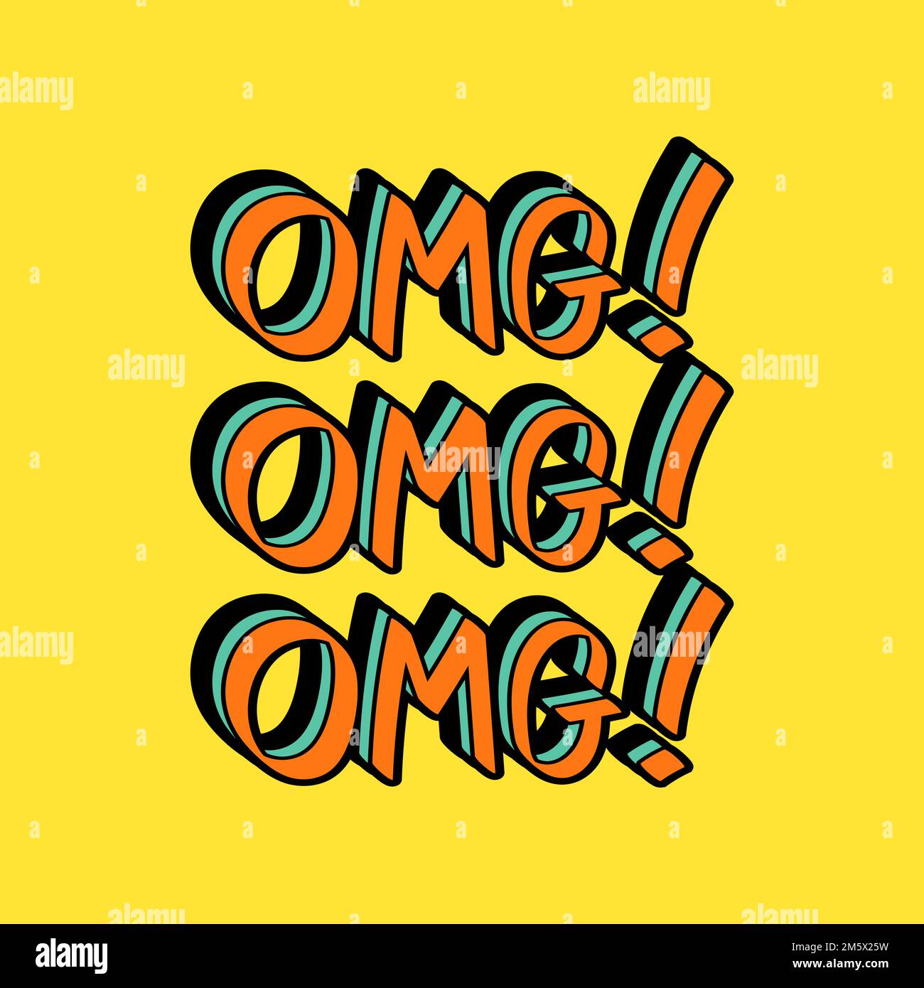 OMG typography illustrated on a yellow background vector Stock Vector ...