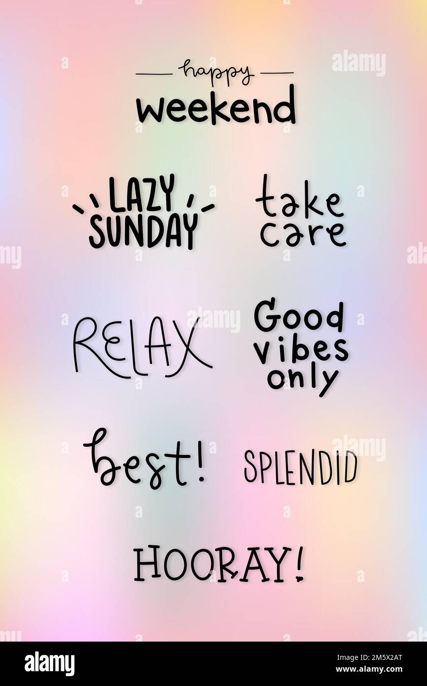 Cute typography on a gradient background set vector Stock Vector Image ...