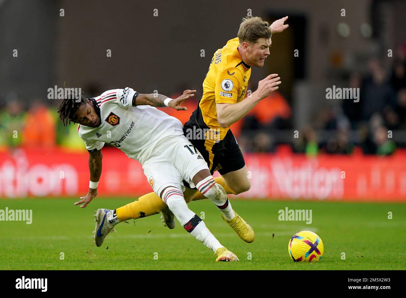 Manchester United’s Fred (left) and Wolverhampton Wanderers’ Nathan ...