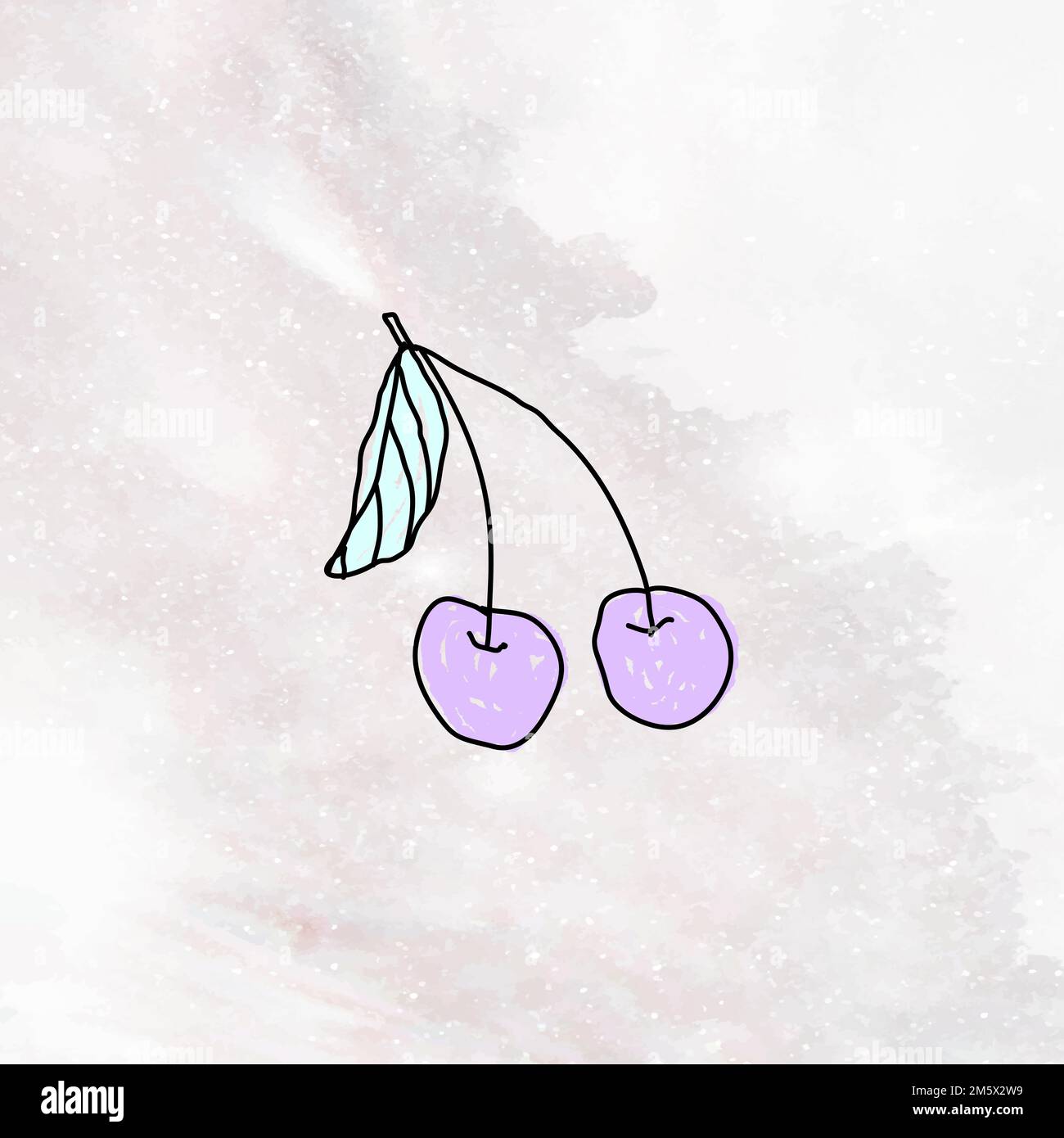 Hand drawn purple cherry on a marble background vector Stock Vector ...