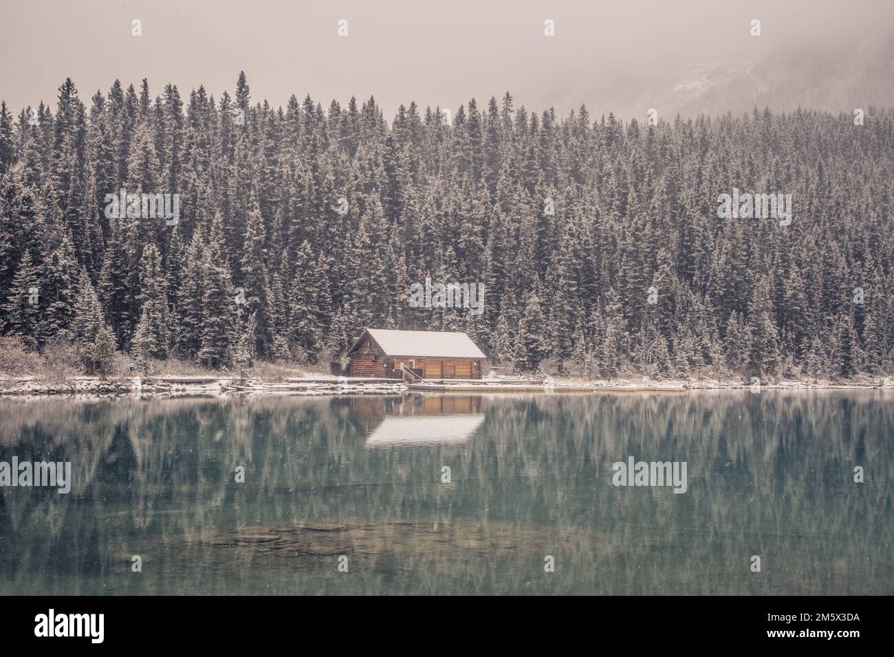 Cabin on Lake Louise in Winter ,Banff National Park, Alberta, Canada ...