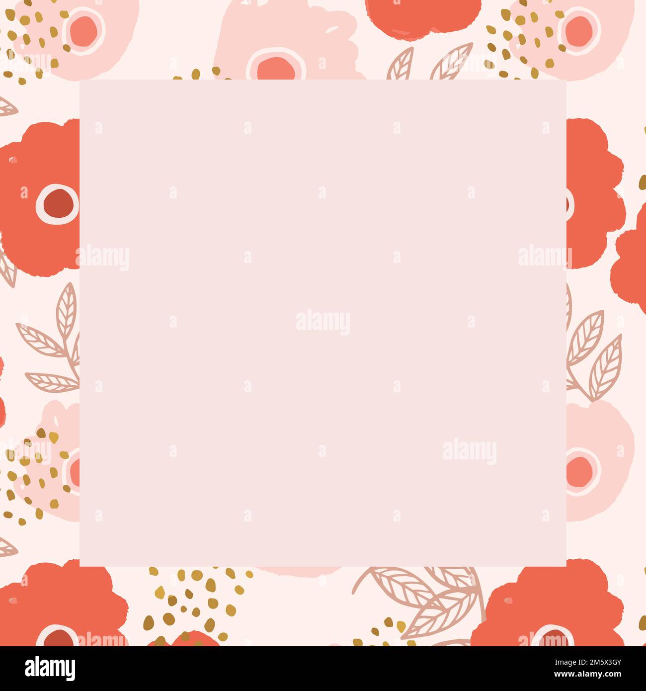 Blooming flower square frame vector floral illustration Stock Vector ...