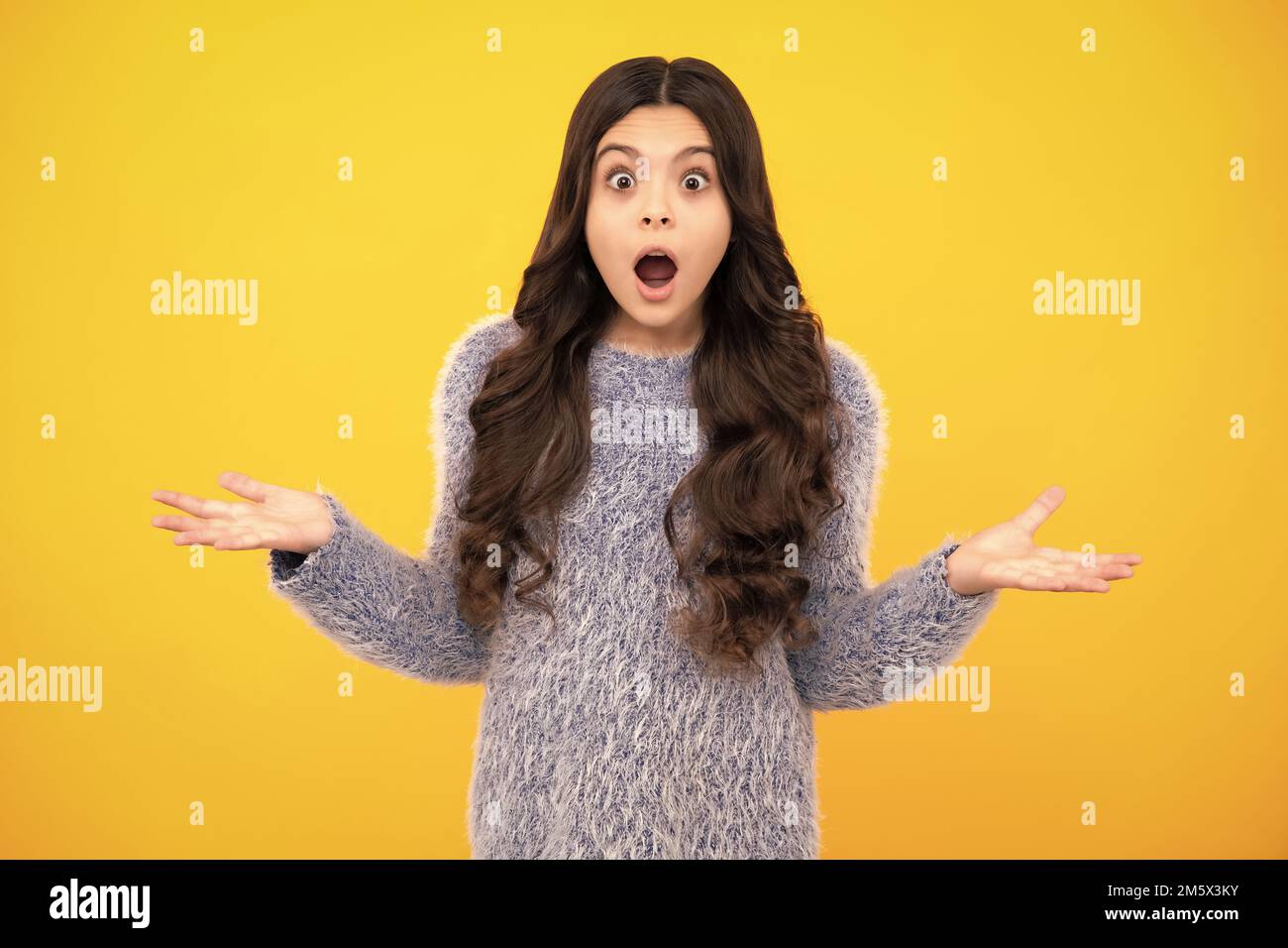Shocked amazed face, surprised emotions of young teenager girl ...